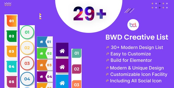BWD Creative List addon for elementor v1.0 Nulled