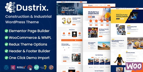 Dustrix v1.5.0 Construction and Industry WordPress Theme Nulled
