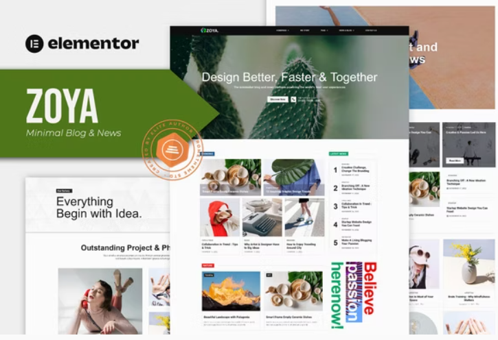 Zoya - Minimal Blog Elementor Template Kit Nulled