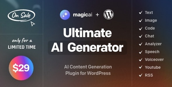 MagicAI for WordPress v1.4 - AI Text, Image, Chat, Code, and Voice Generator Nulled