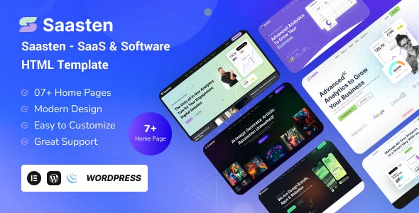 Saasten (v1.0) SaaS & Software Landing WordPress Theme Nulled