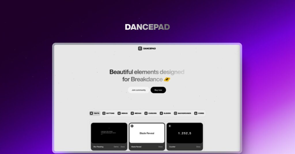 Dancepad v2.0.0 Beautiful elements plugin for Breakdance [Activated] Nulled