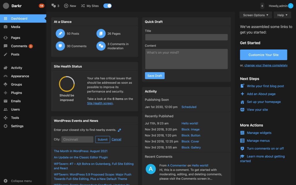 Darkr (v1.3) WordPress Admin Light & Dark Theme Nulled